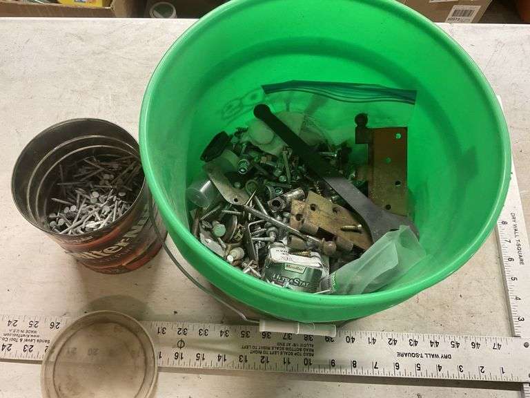 Menards Bucket with Nails, Bolts, screws, - Legacy Auction Company