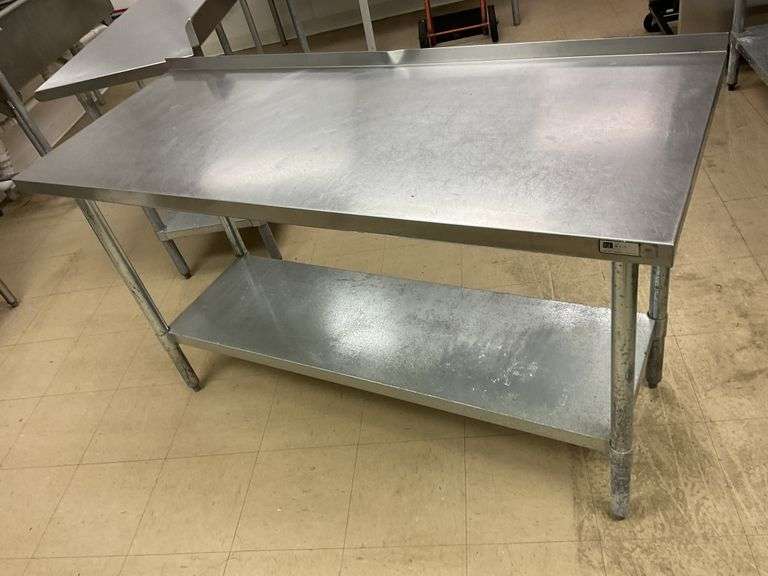 5’ x 24” stainless steel table with galvanized - Legacy Auction Company