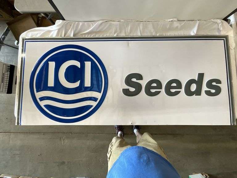 ICI metal seed sign 66 1/2 x 28 inches - Legacy Auction Company
