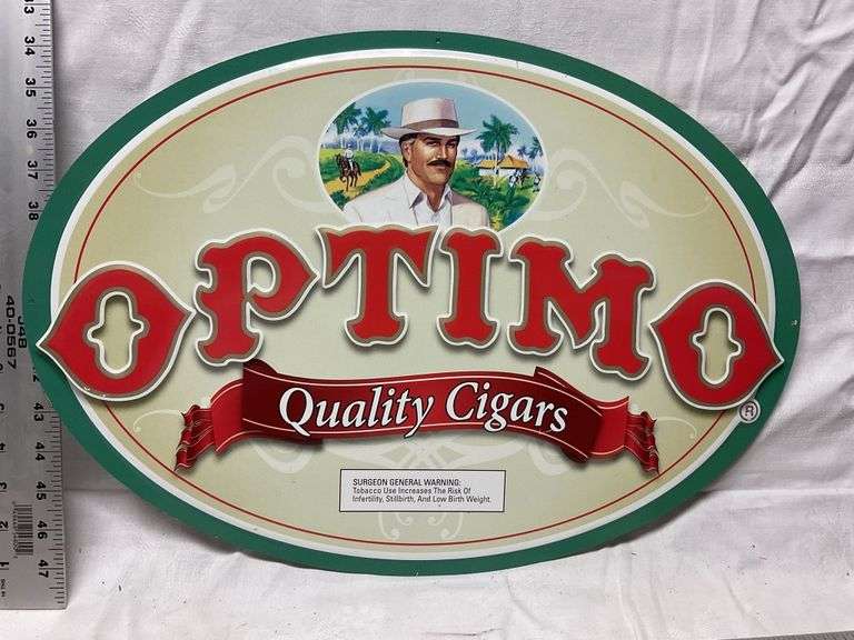 Optimo Quality Cigars metal sign 20 x 14, NOS - Legacy Auction Company