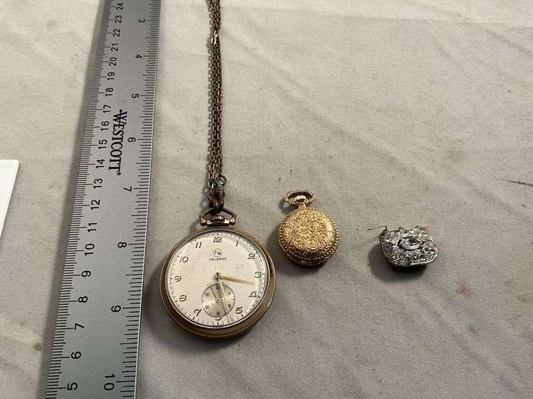 Vintage Helbros pocket watch, mini Baylor clock, - Legacy Auction Company