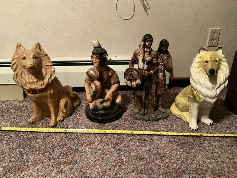 Native American and collie figurines - Legacy Auction Company