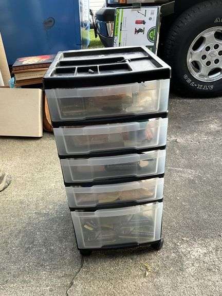 Storage drawers with model train accessories - Legacy Auction Company