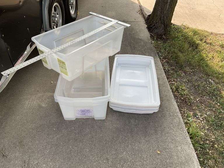 3 storage containers with lids approx. - Legacy Auction Company