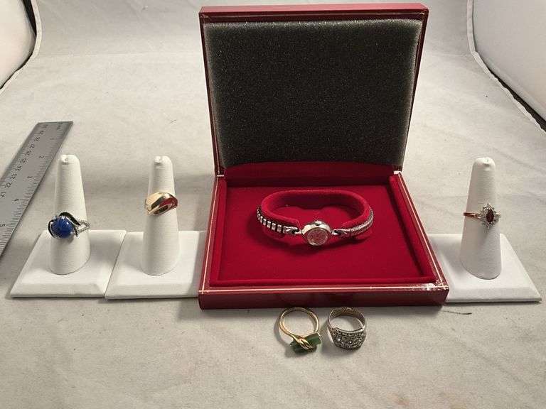 Women's watch, rings. 2 rings unmarked, 1 14k - Legacy Auction Company
