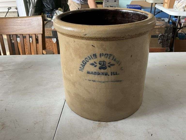 Macomb pottery 2 gallon salt glaze crock, - Legacy Auction Company