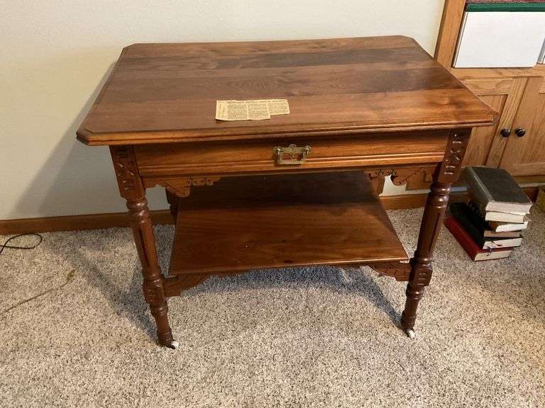Antique walnut library table, 34" x 2' x 30" - Legacy Auction Company