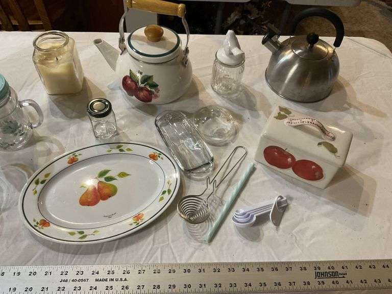 Assorted kitchen items and tea pots - Legacy Auction Company