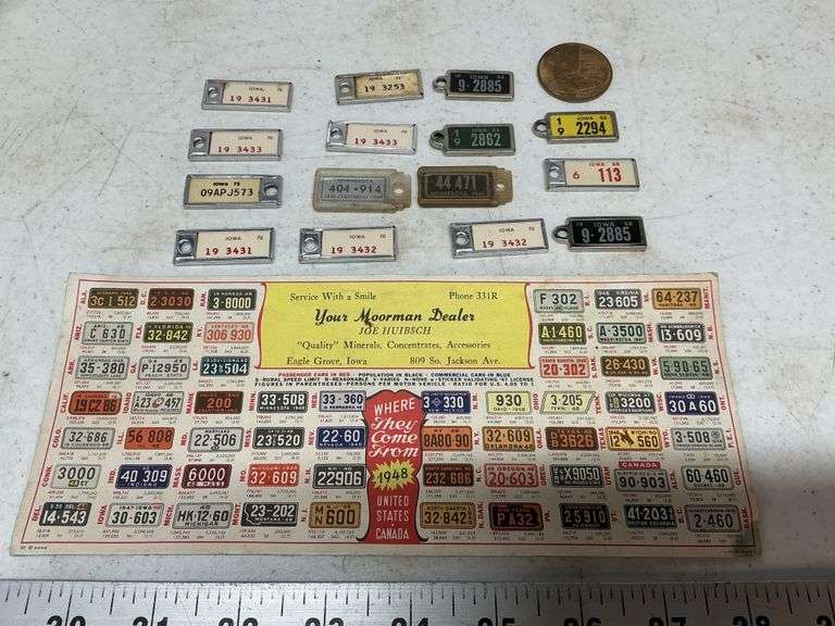 License plate tags, medallion - Legacy Auction Company