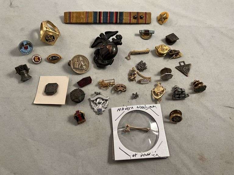 Vintage tac pins, etc-some military - Legacy Auction Company