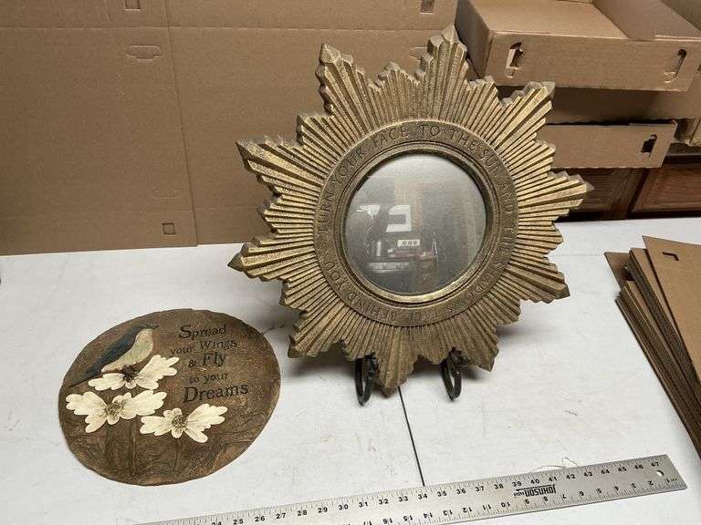 Stepping stone & heavy iron plaque/stand - Legacy Auction Company