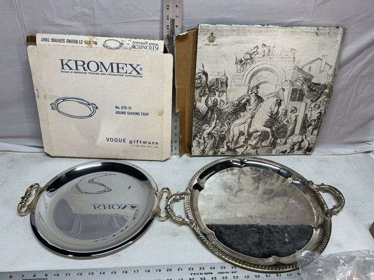Kromex round tray and silver tray - Legacy Auction Company