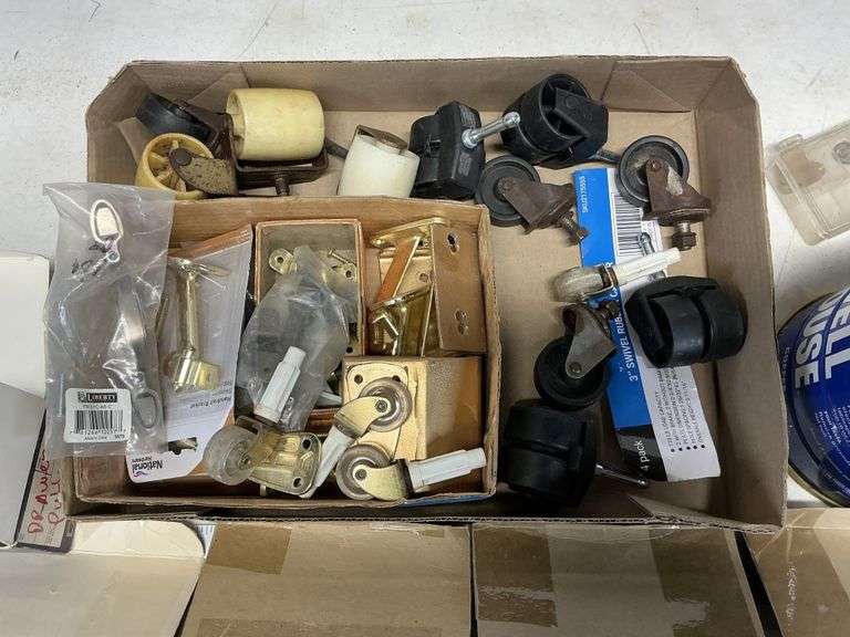Assorted casters/door knobs/hardware - Legacy Auction Company
