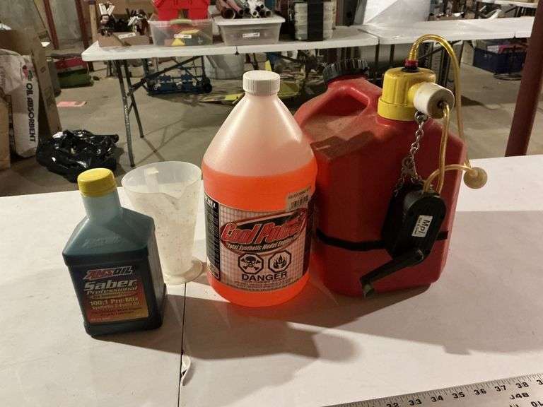 Model engine fuel, two cycle oil, gas jug - Legacy Auction Company