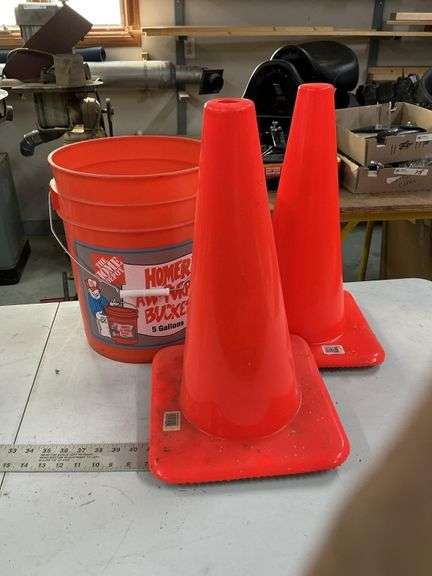 Bucket & safety cones - Legacy Auction Company