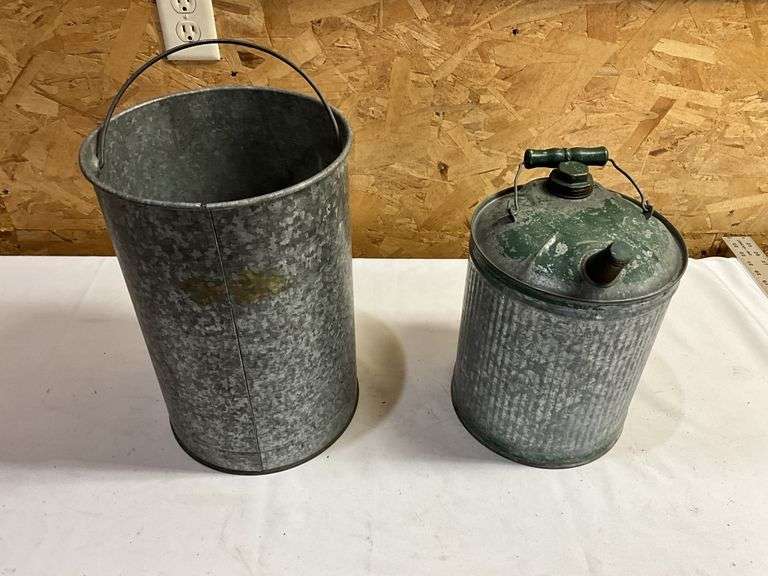 Galvanized bucket and galvanized gas can - Legacy Auction Company