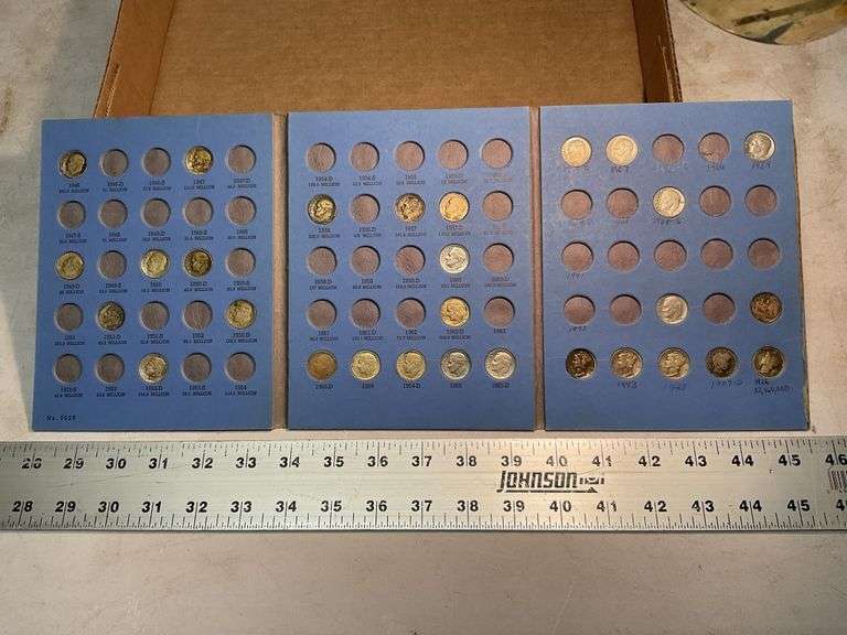 Roosevelt dime book with coins including Mercury - Legacy Auction Company
