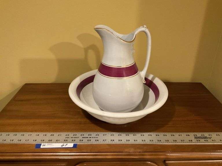 Antique ironstone china pitcher with bowl - Legacy Auction Company