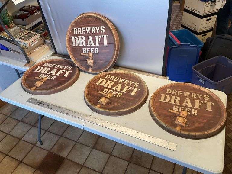 4-Drewry’s Draft Beer wall hangings, (plastic) - Legacy Auction Company