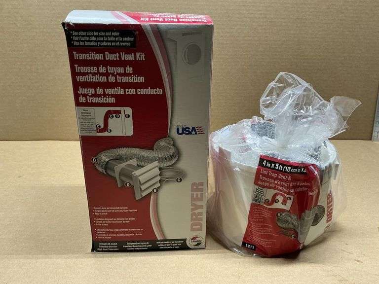 Transition duct vent kit and lint trap vent kit - Legacy Auction Company