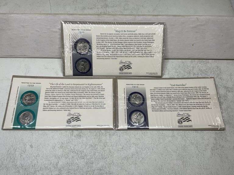 3- 2007, 2008 state Quarter first day coin covers - Legacy Auction Company