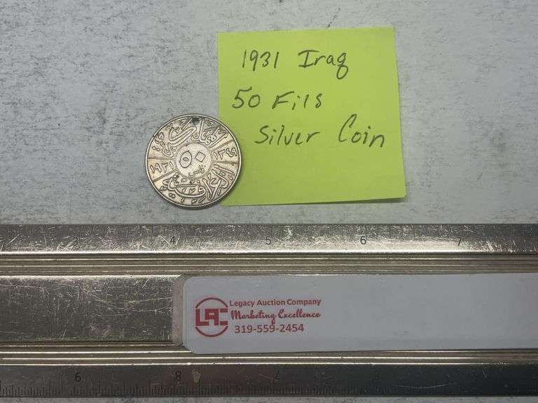 1931 Iraq 50 fils silver coin - Legacy Auction Company