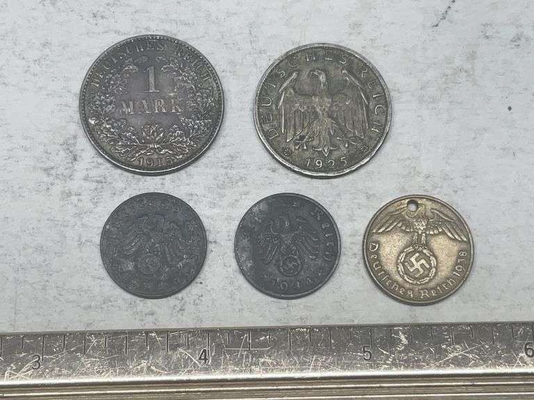 5- German Mark and pfennig coins including - Legacy Auction Company
