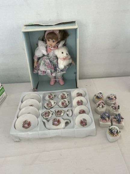 Doll, tea set, trinket boxes - Legacy Auction Company