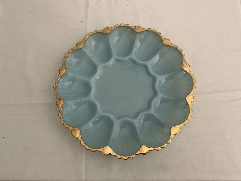 Vintage Fire King blue egg plate - Legacy Auction Company