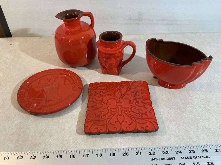 Red glaze Frankoma pieces - Legacy Auction Company