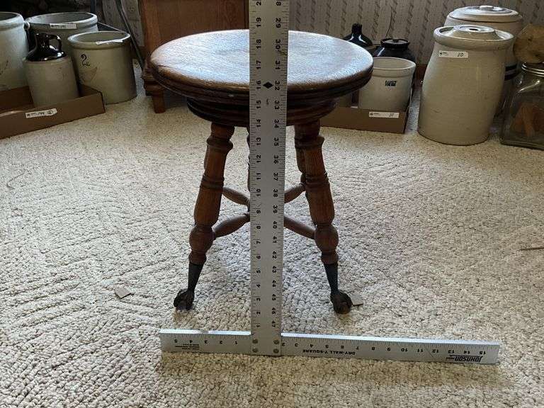 Vintage glass claw footed piano stool. One glass - Legacy Auction Company