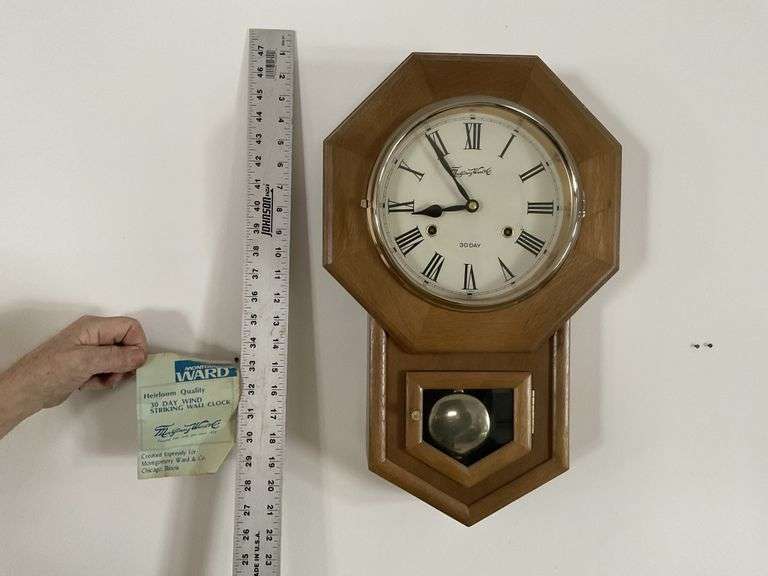 Vintage Montgomery Wards 30 day clock with key - Legacy Auction Company