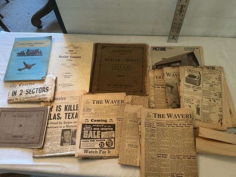 Newspapers, Butler County plat maps, etc - Legacy Auction Company