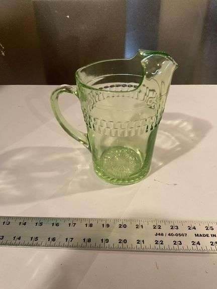 Green depression pitcher - Legacy Auction Company