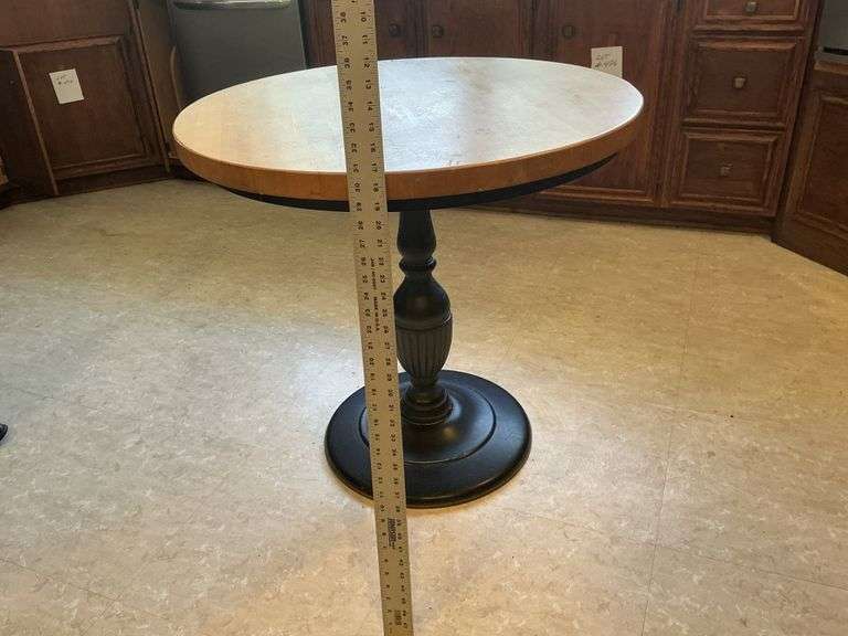 Round butcher block table. 32" diameter - Legacy Auction Company