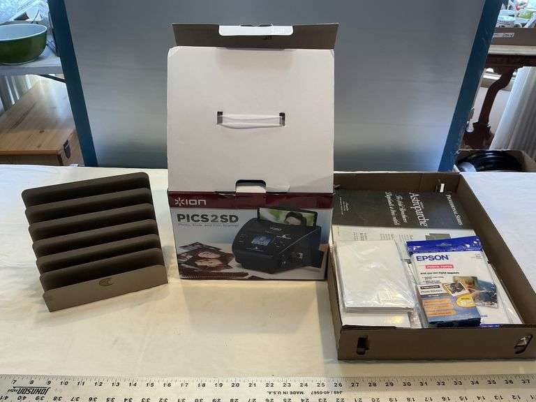Photo scanner, stickers, paper and desk organizer - Legacy Auction Company