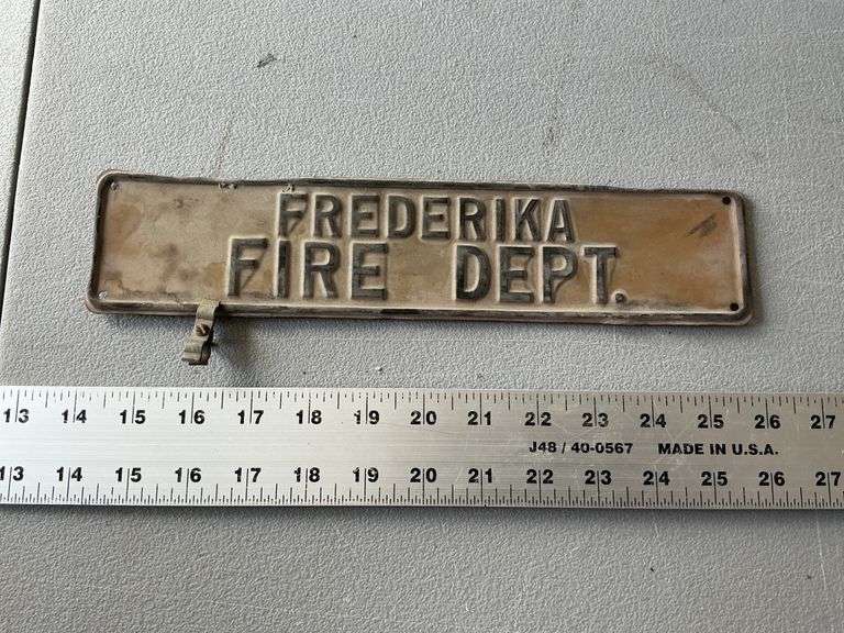 Frederika fire dept. license plate topper - Legacy Auction Company