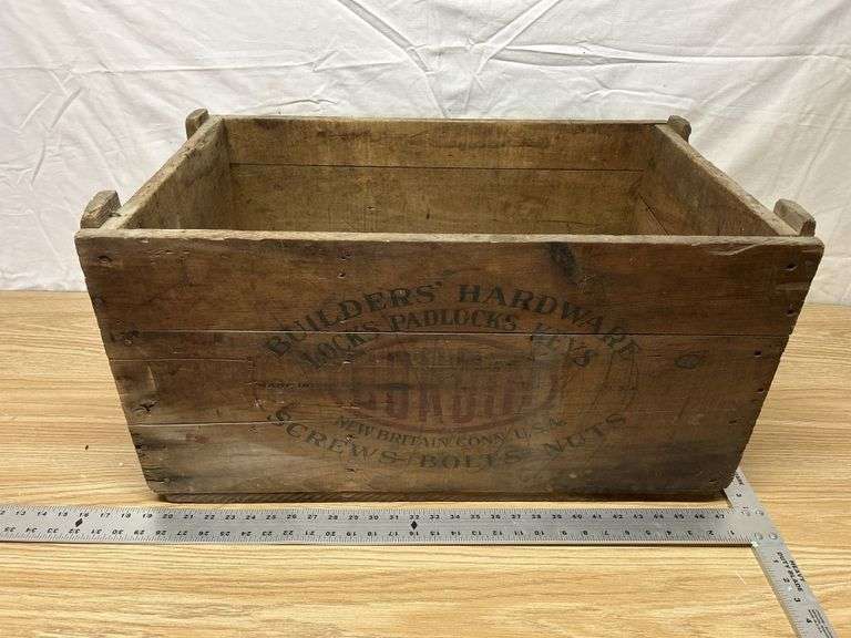 Vintage wooden hardware box - Legacy Auction Company