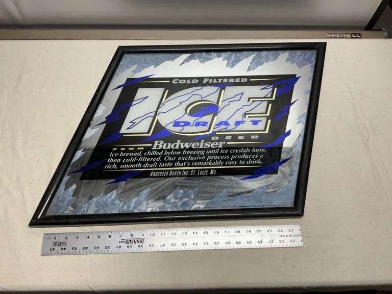 Budweiser Ice Draft mirror sign - Legacy Auction Company