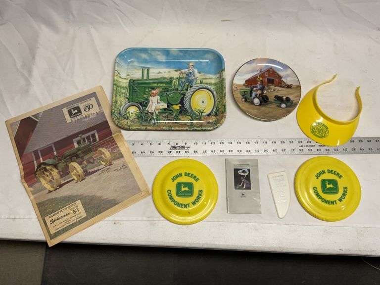 John Deere items including metal tray - Legacy Auction Company