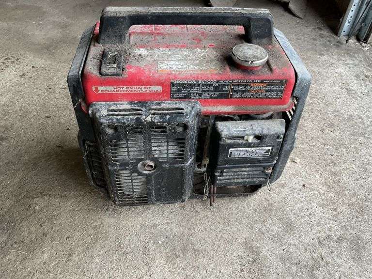 Honda EX 1000 generator, loose, rusty fuel tank - Legacy Auction Company