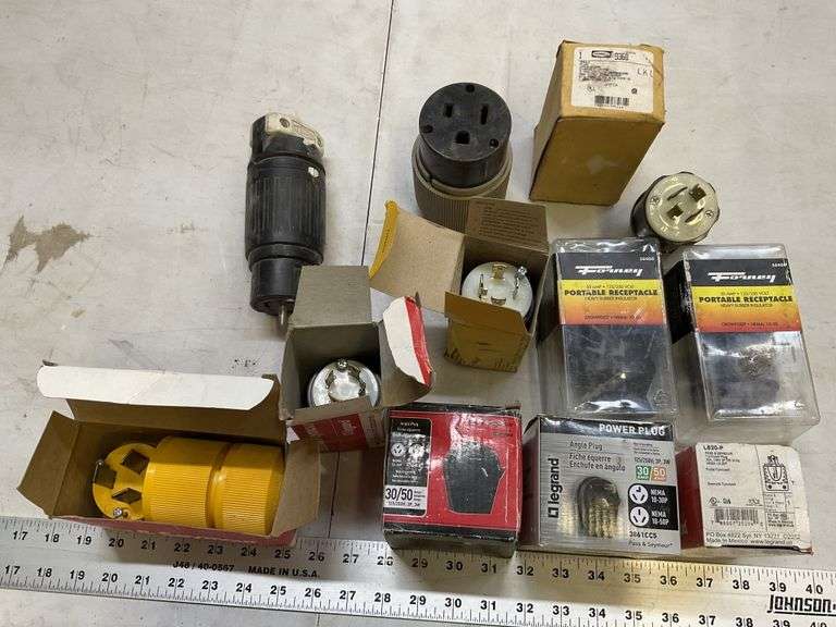 Assorted 220 electrical plugs and plug-ins - Legacy Auction Company