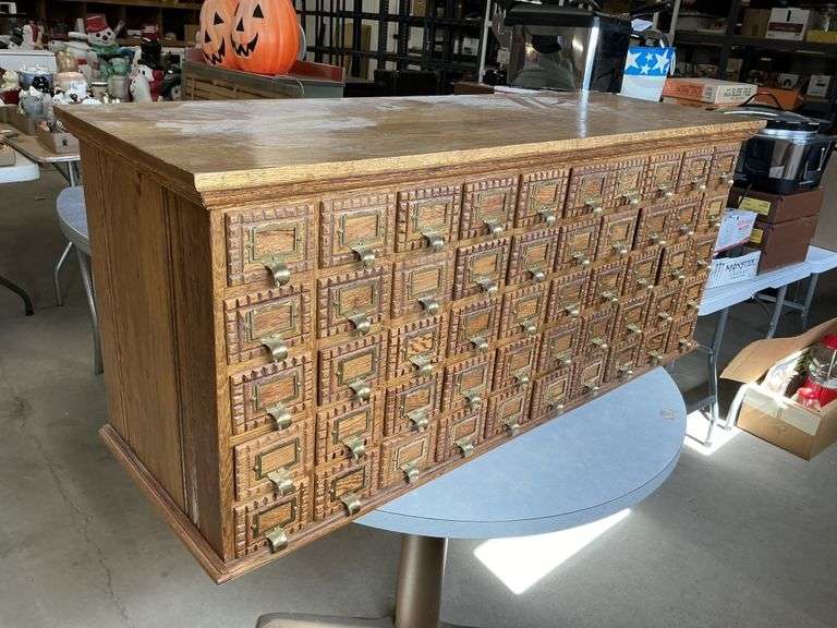 Oak pigeon hole file 45" x 16" x 19" - Legacy Auction Company