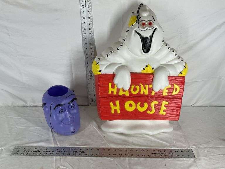 Haunted house ghost and trick-or-treat bucket - Legacy Auction Company