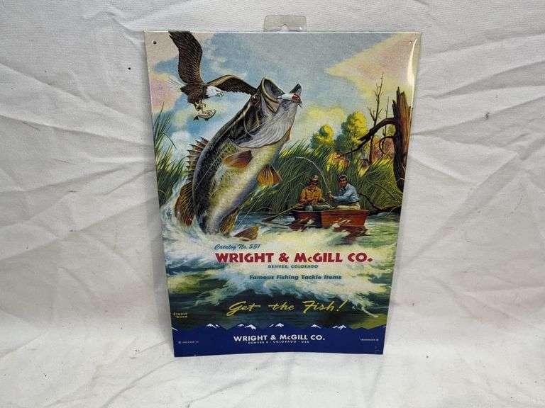 Wright & McGill tin sign - Legacy Auction Company