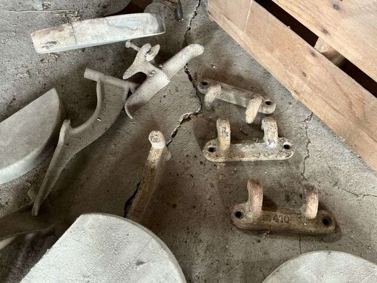 Cast-iron swivel bar seating and crate - Legacy Auction Company