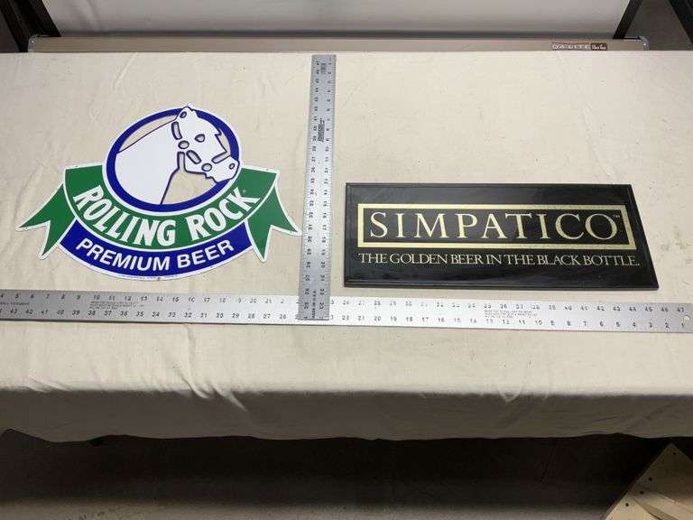 Simpatico and Rolling Rock Beer signs - Legacy Auction Company