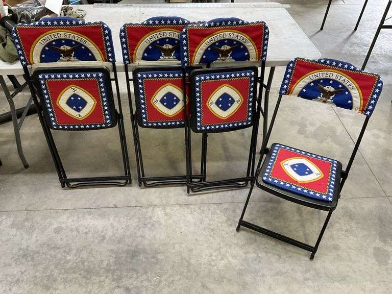 4- vintage metal folding chairs - Legacy Auction Company