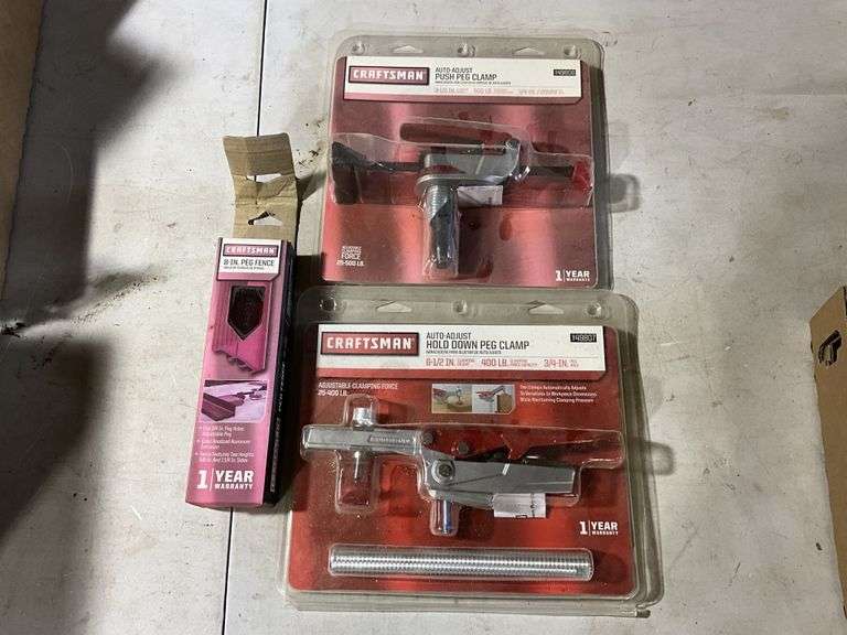 Craftsman push peg clamp, hold down clamp and 8" - Legacy Auction Company