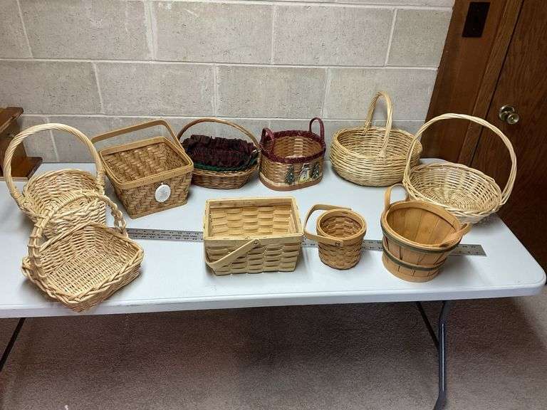 Assorted baskets, Precious Moments on one basket - Legacy Auction Company